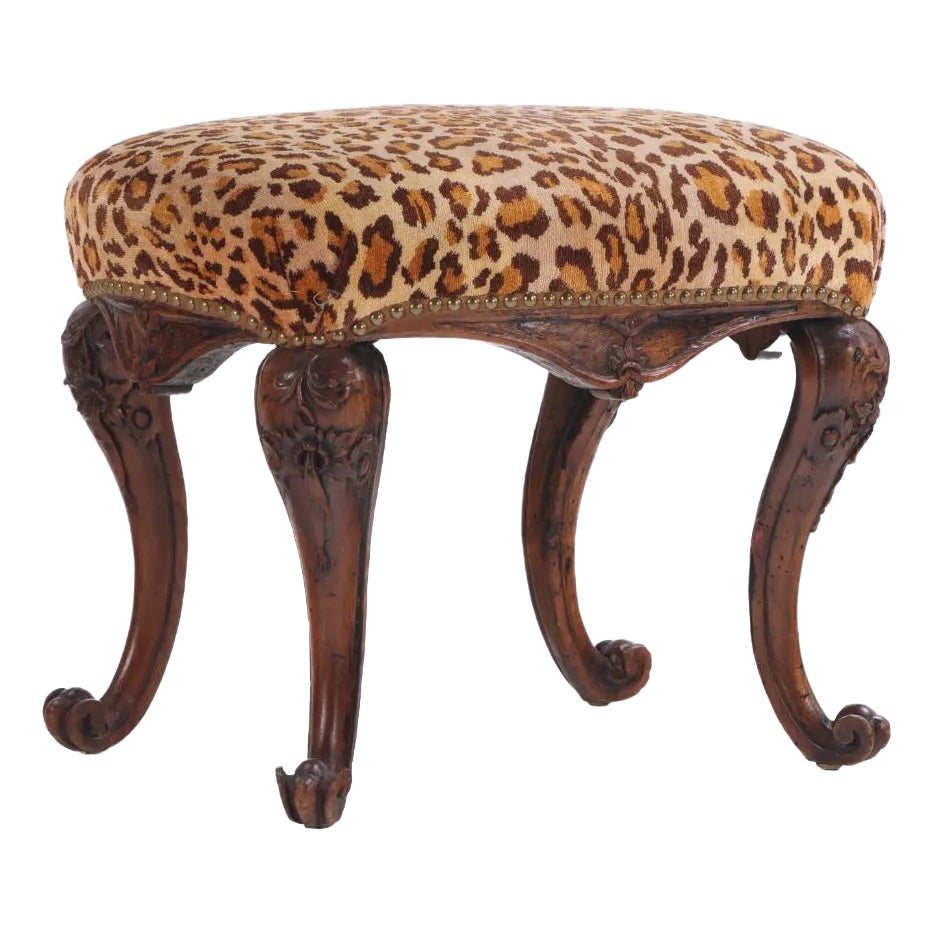 A Petite Portugese Carved Walnut Foot Stool in the Rococo Taste. Late ...