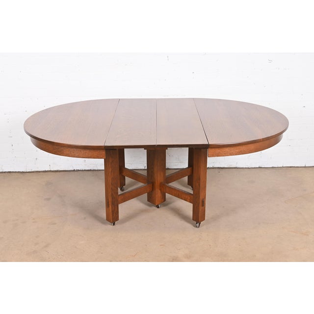 Antique Stickley Brothers Mission Oak Arts & Crafts Extension Dining ...