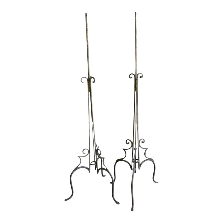 Pair 19th Century French Iron Tall Supports | Chairish