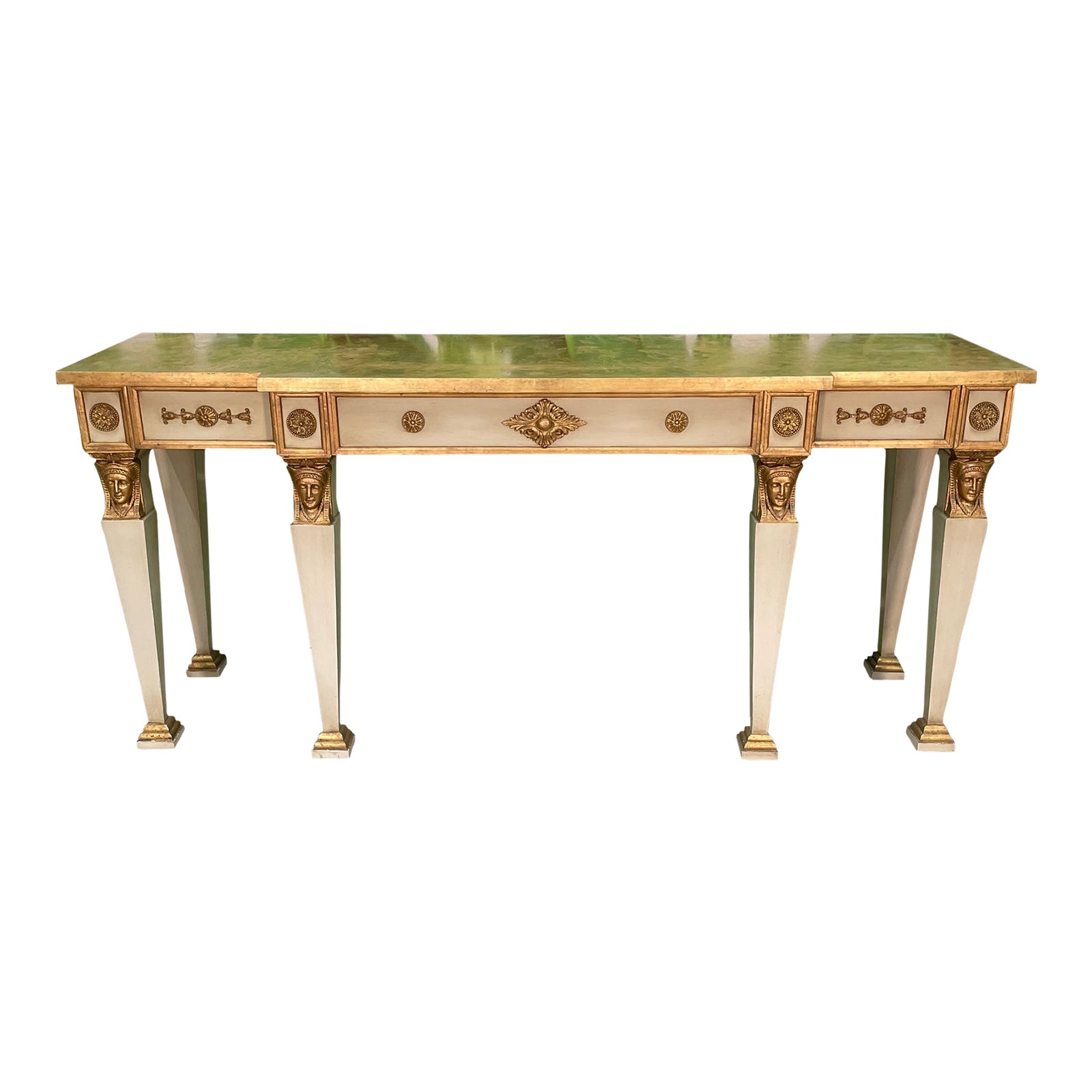 Neoclassical Revival Breakfront Carved Console Table | Chairish