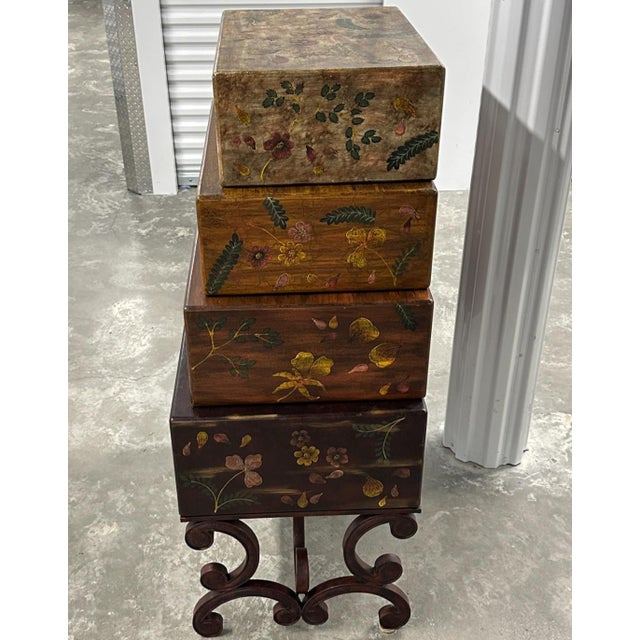 Vintage Hand Painted Stacked Up Trunk Style Dresser | Chairish