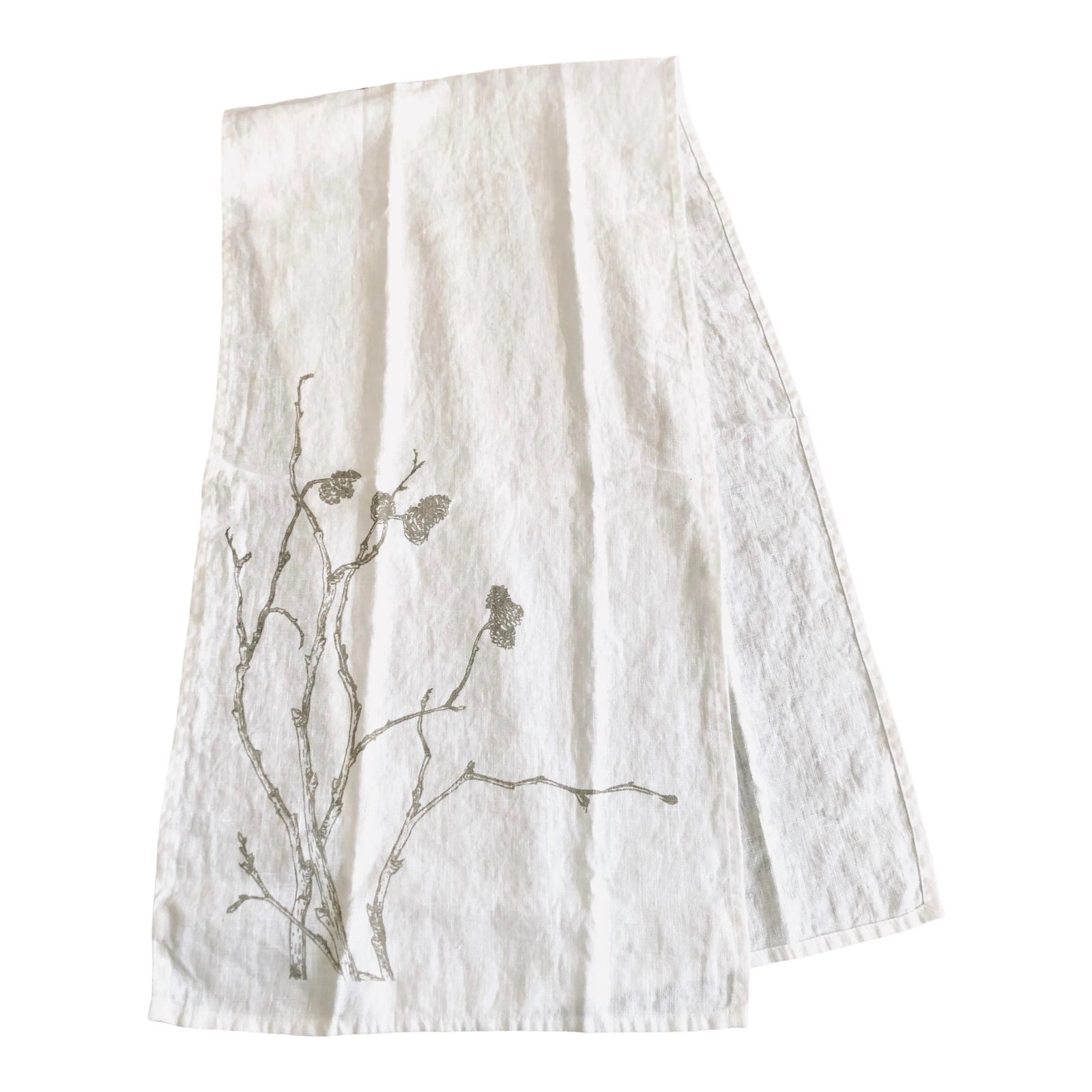German Linen Table Runner - Grey Cones | Chairish