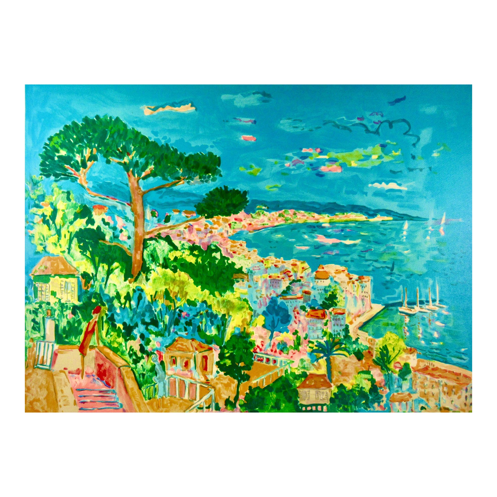 Jean Claude Picot La Cote D'Azur C. 1980 Reproduction Print | Chairish