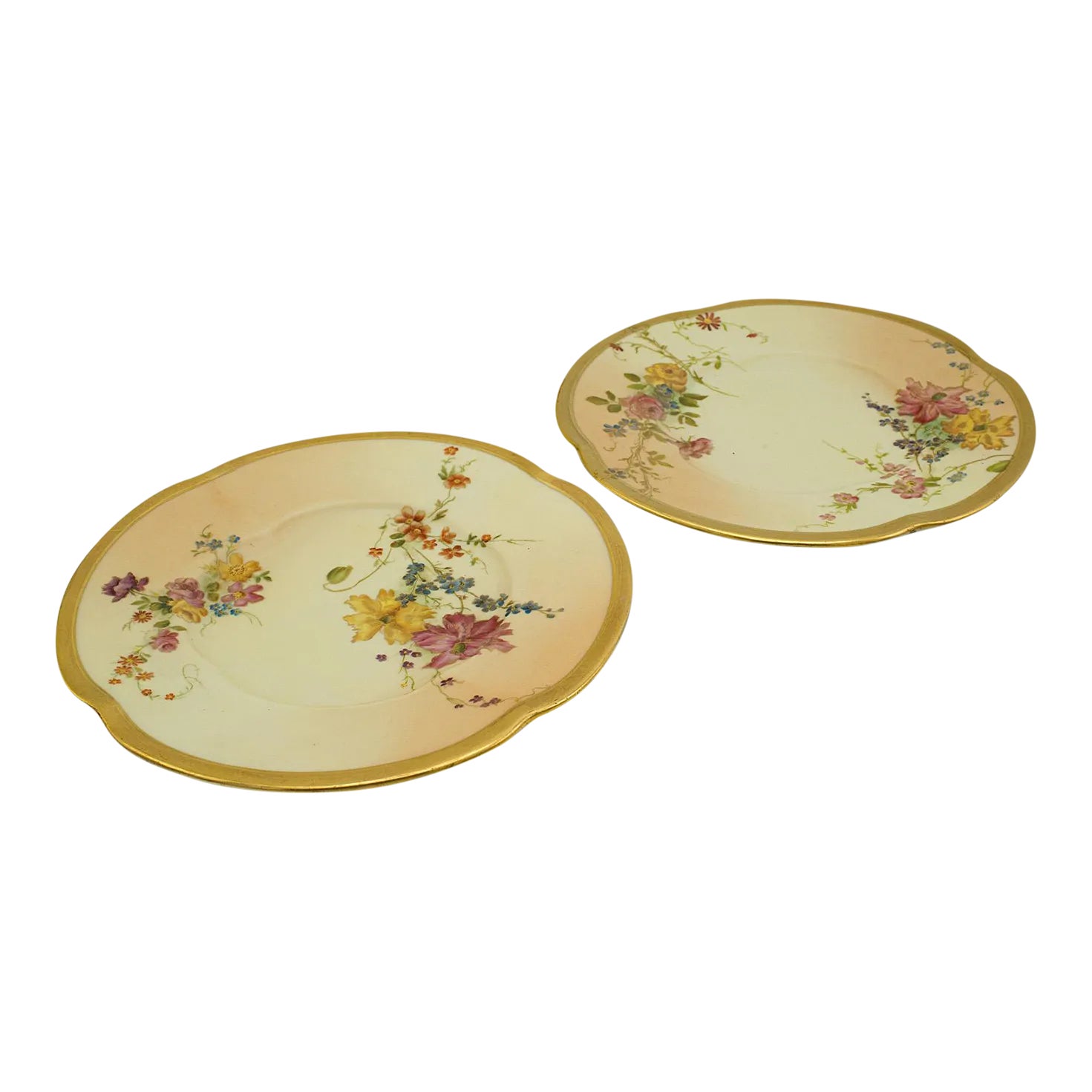 1900s Victorian Pair of Antique Side Plates, English, Ceramic ...