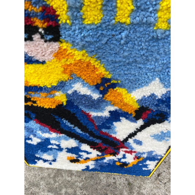 1970’s Vintage Pop-Art “Skiing” Framed Shag Rug | Chairish
