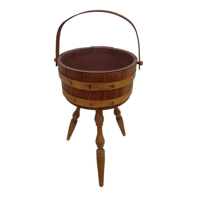 Rustic Country Half-Barrel Three-Legged Plant Stand | Chairish