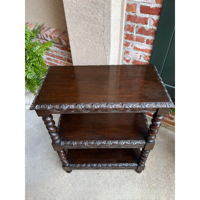 Antique French Carved Oak Server Sideboard Barley Twist Bookcase ...