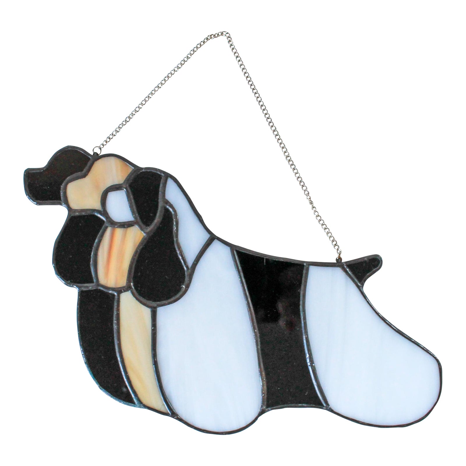 Tri-Color Cavalier King Charles Spaniel Stained Glass Suncatcher | Chairish