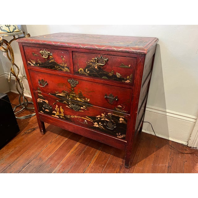 Late 19th Century Chinoiserie Decorated Chest of Drawers | Chairish