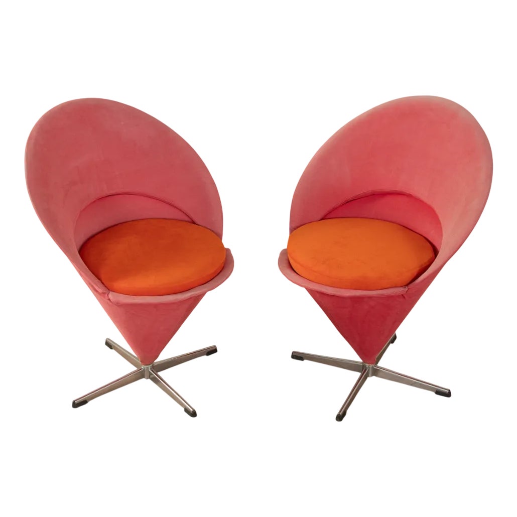 Red Cone Chairs by Verner Panton for Nehl Küchen, 1950s, Set of 2 ...