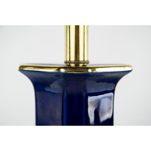 Cobalt Blue Ceramic Column-Shaped Table Lamp | Chairish