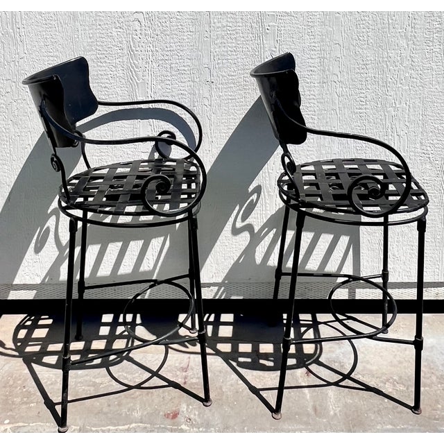 Hand Forged Heavy Iron Spanish Revival Mexican Bar Stools - Set of 2 ...