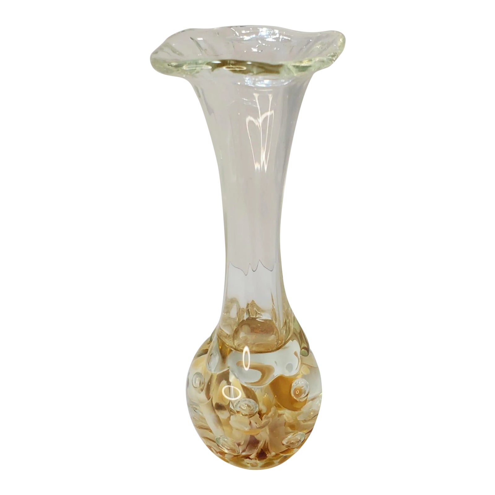 Joe St Clair Art Glass Floral Paperweight Vase | Chairish