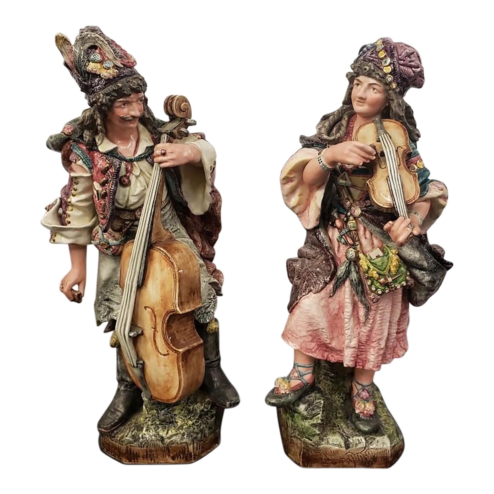 Pair of Late 19th Century Austrian Urbach Brothers Majolica Porcelain ...