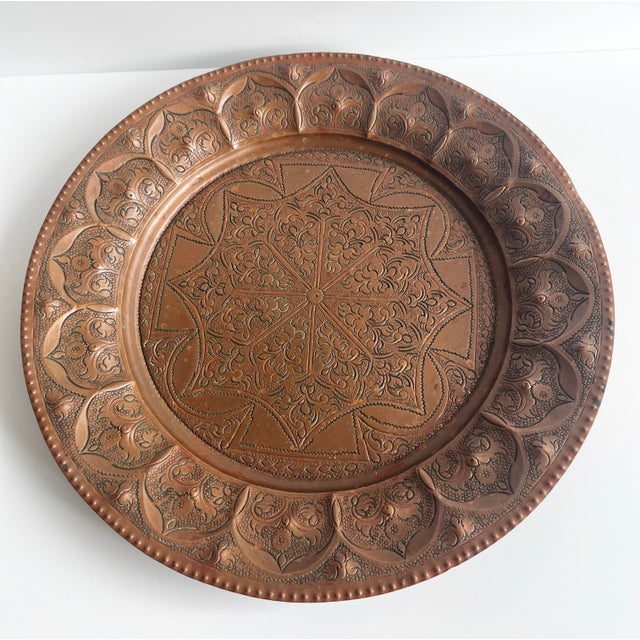 Early 20th Century Turkish Engraved Copper Tin Plate | Chairish