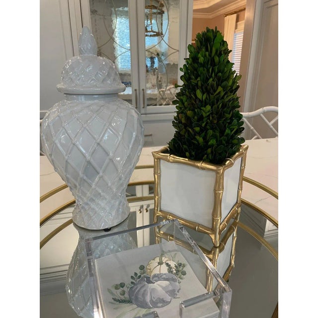 Modern Chinoiserie Style Metal Cachepot | Chairish