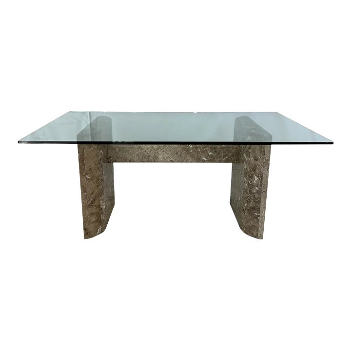 1980s Architectural Tessellated Heavy Marble Table / Desk | Chairish