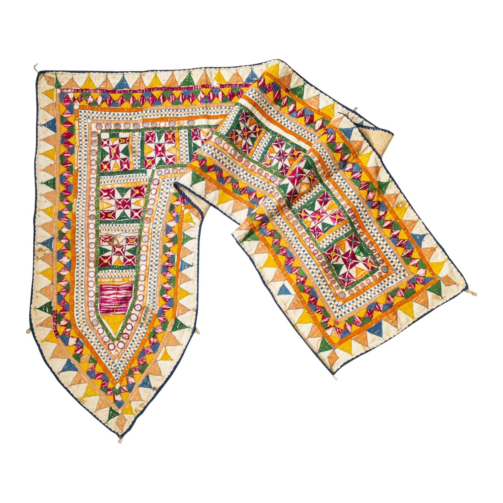 Vintage Indian Toran | Embroidered Textile With Mirrors | Gujarat India ...