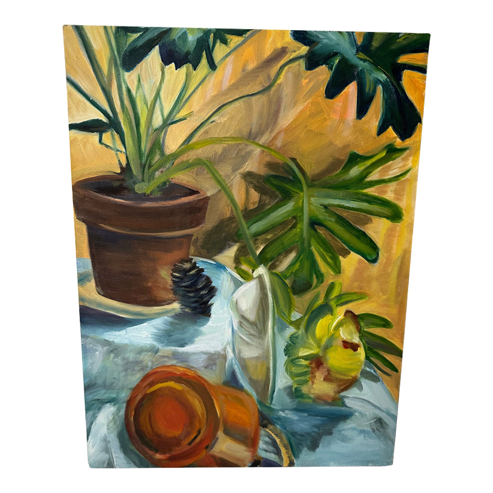 Original Art Painting of a Montera Plant With Copper Watering Can ...