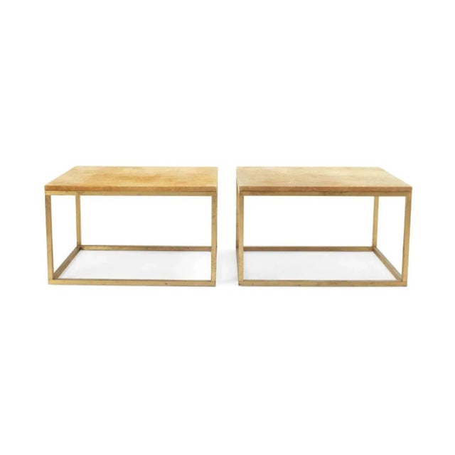 Pair of Midcentury Modern Suede Side Tables | Chairish