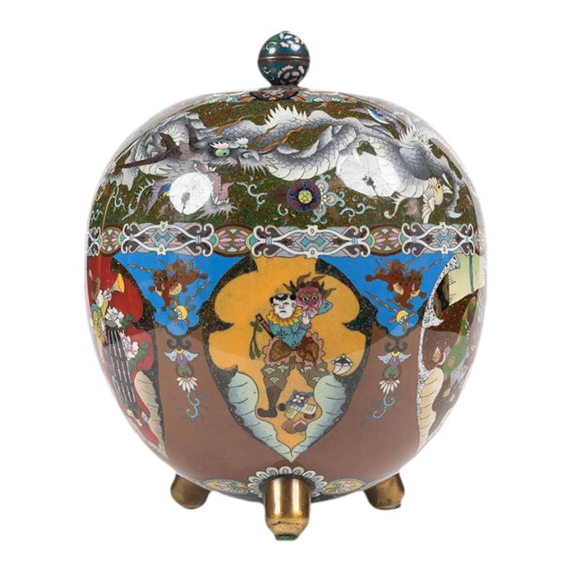 19th Century Japanese Cloisonne Enamel Covered Jar With Dragons ...