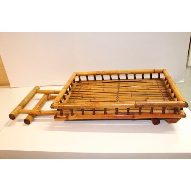 Mid 20th Century Folding Bamboo Tray Table|Two Piece | Chairish