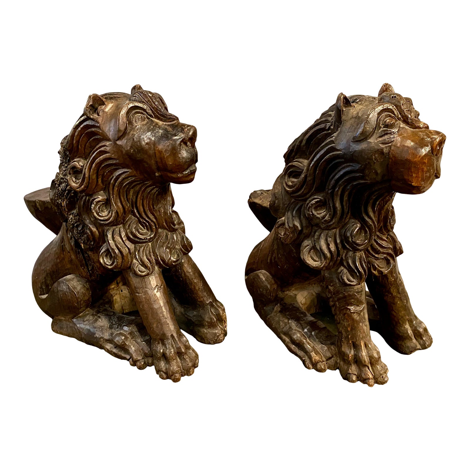 17th Century Carved Lions - a Pair | Chairish