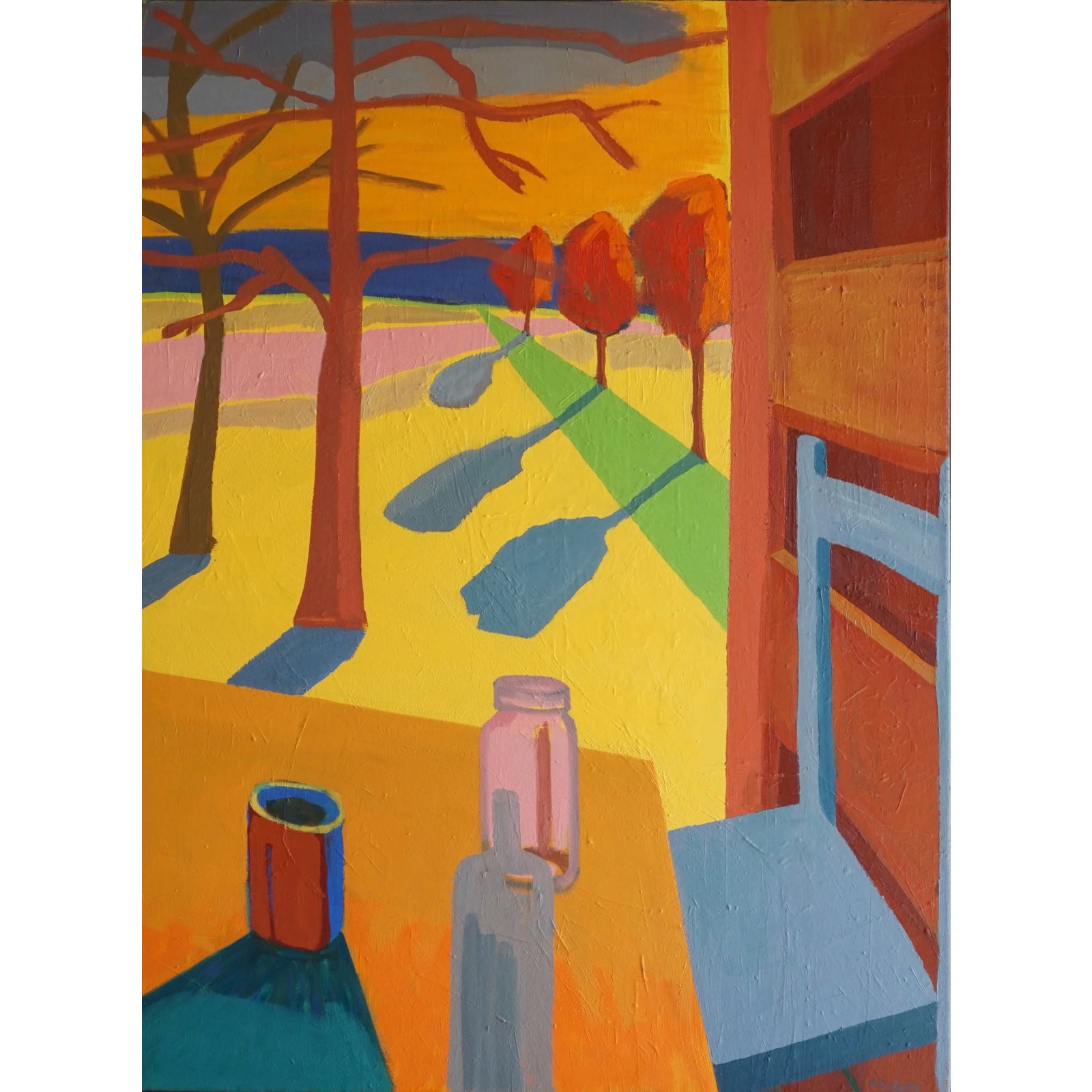 "Room With Pink Jar" Contemporary Expressionist Interior with Landscape ...
