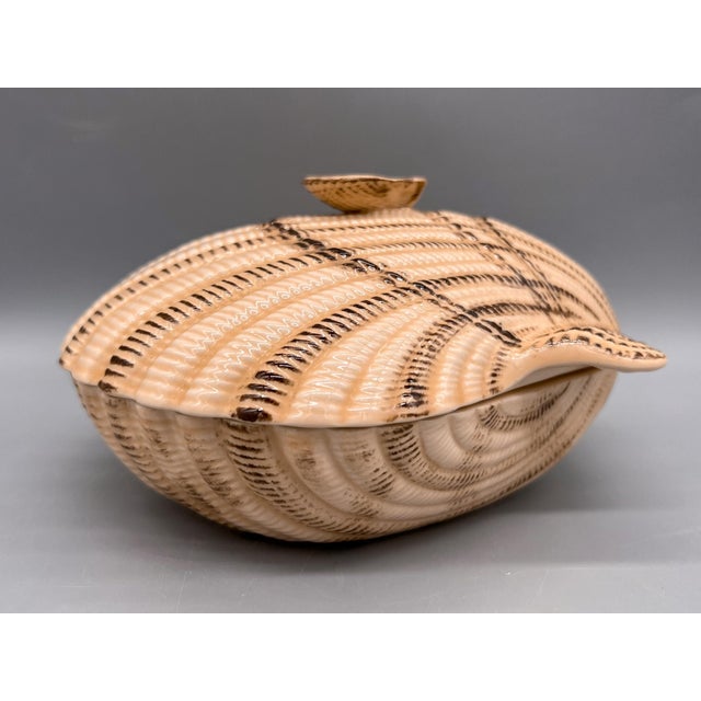 Vintage Ceramic Clam Shell Lidded Box | Chairish