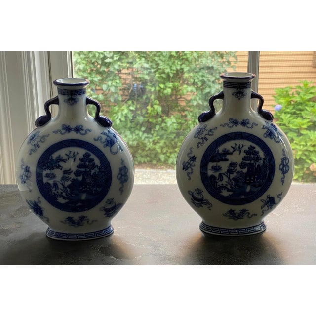 Pair of English Victorian Minton Moon Flasks, 19th Century | Chairish