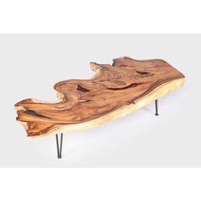 One Slab Living Edge Coffee Table With Black Iron Legs 50 | Chairish