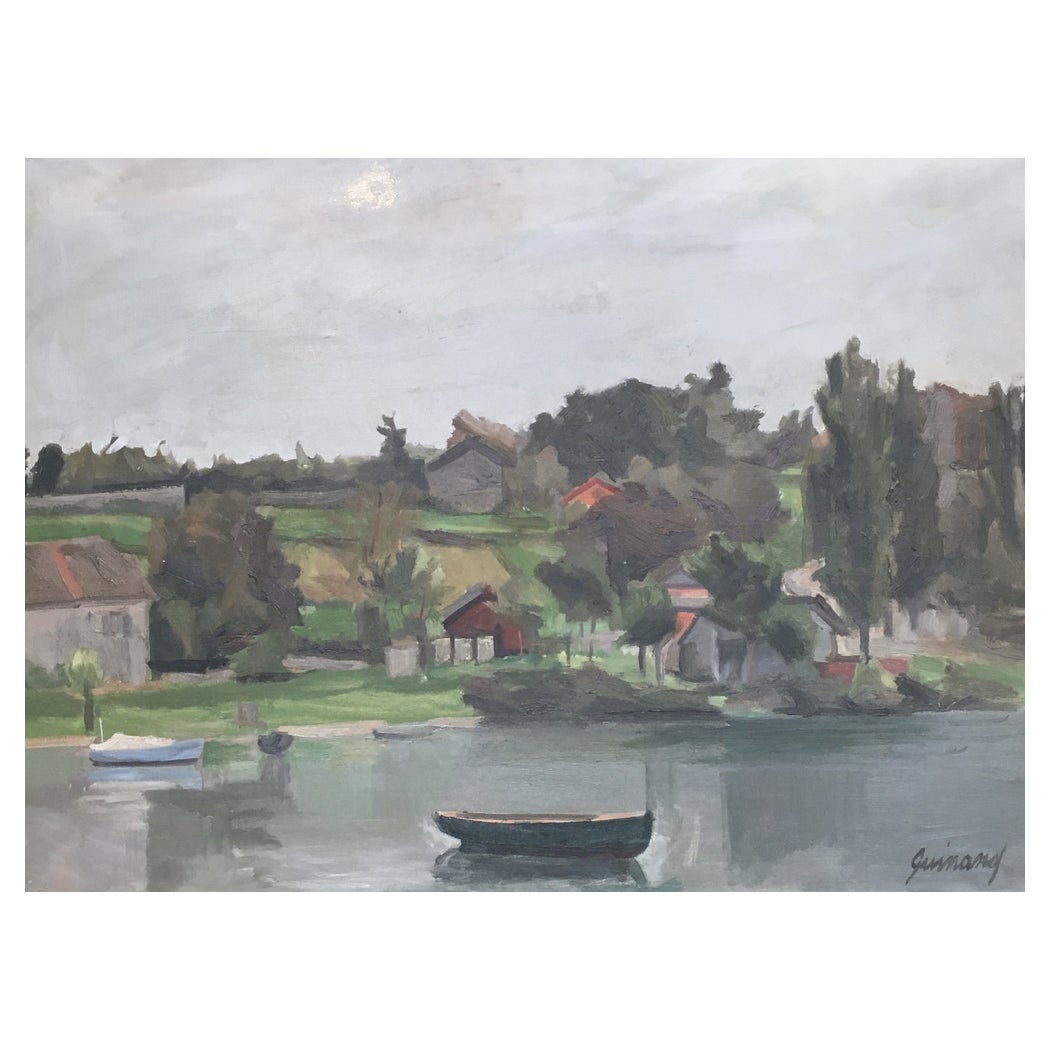 René Guinand, Paysage à la Belotte, Genève, Lac Léman, 1930, Oil on ...