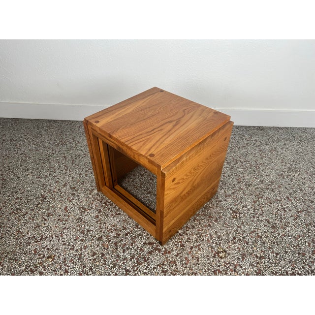 Vintage Studio Crafted Solid Oak Cube of Nesting Tables | Chairish
