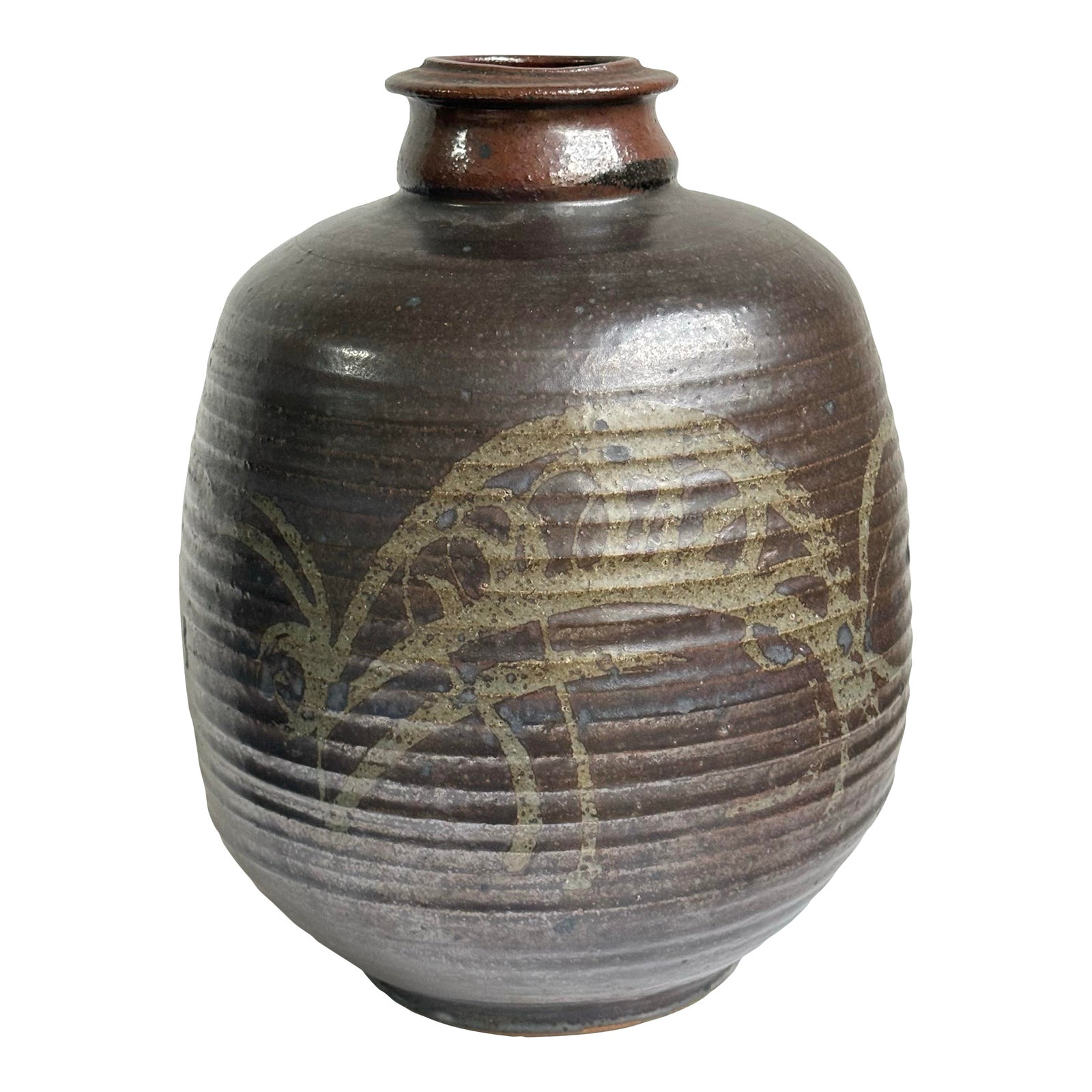 Mid 20th C. Eric Norstad Monumental Studio Pottery Vessel Wax Resist ...