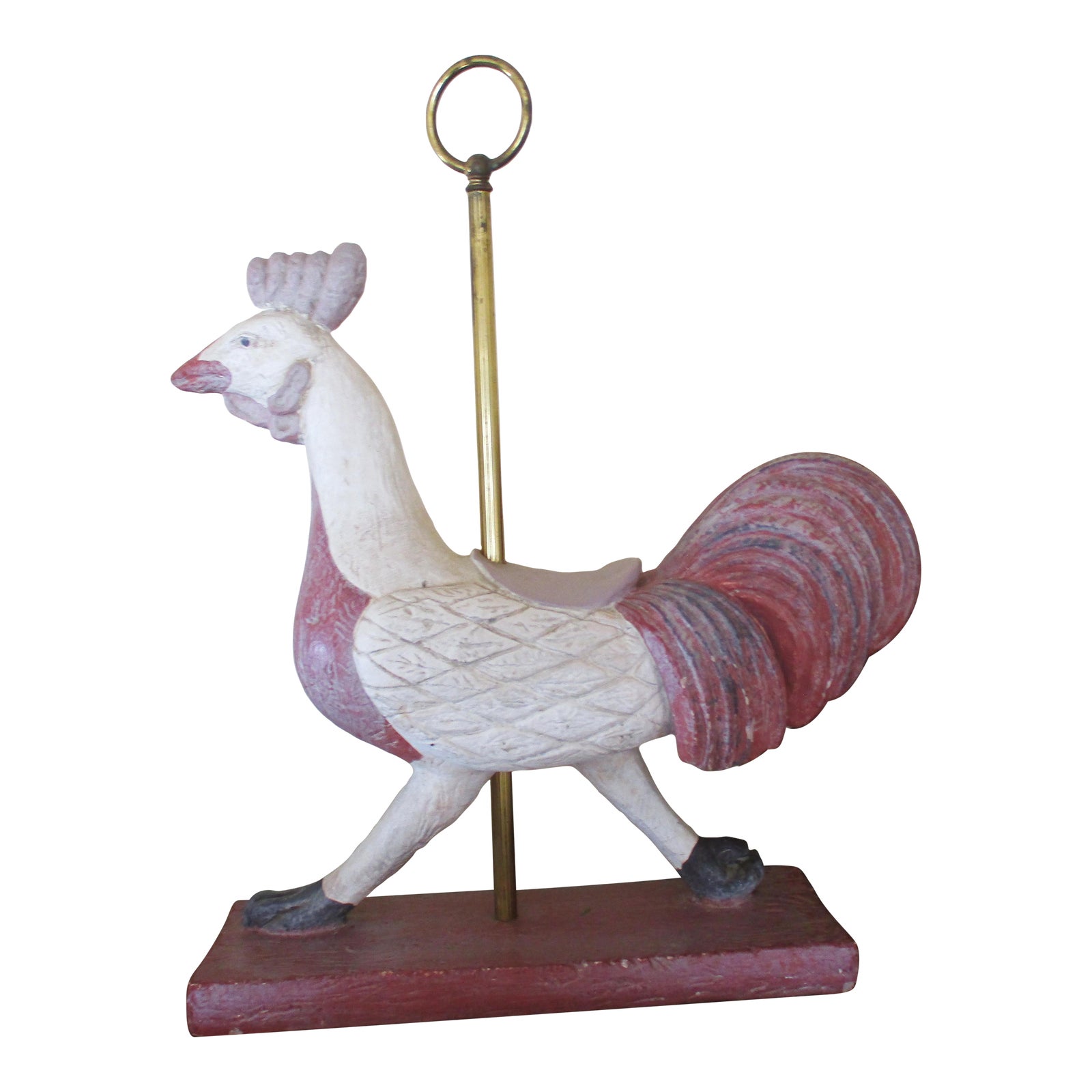 1980s Austin Productions Inc White & Rose Carousel Rooster Statue ...