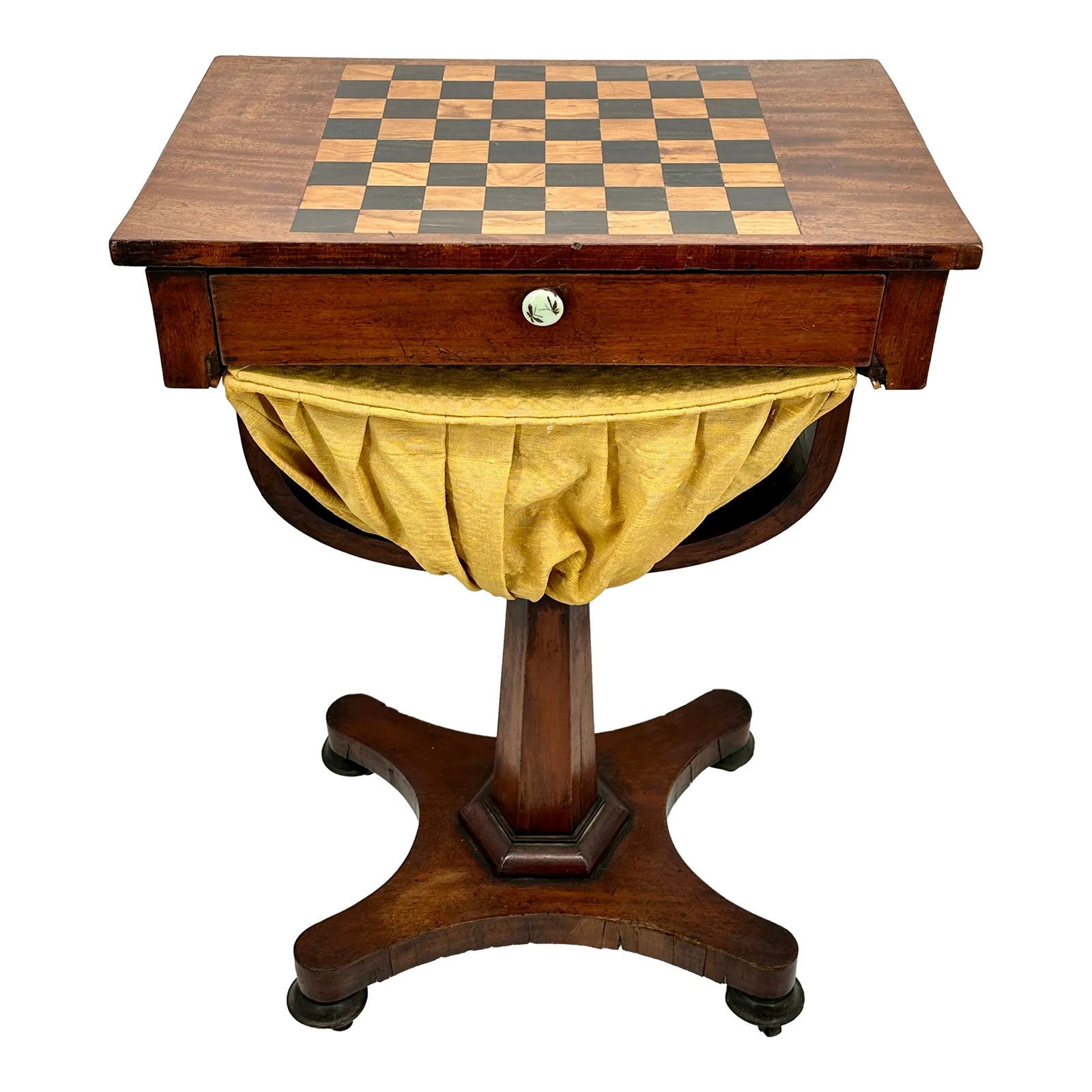 Late 19th Century Classical Mahogany Chess Table With Inlaid Top | Chairish