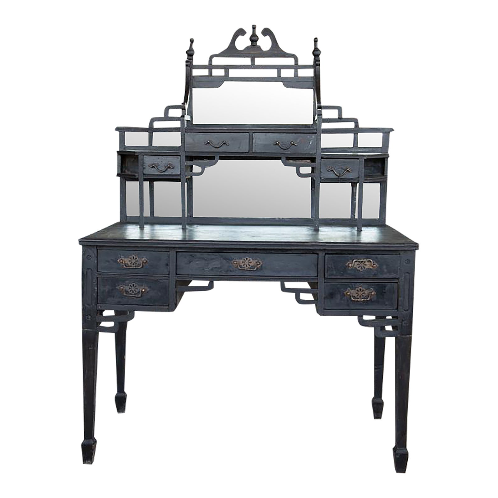 Late 19th Century French Ornate Dressing Table With Beveled Mirrors and ...