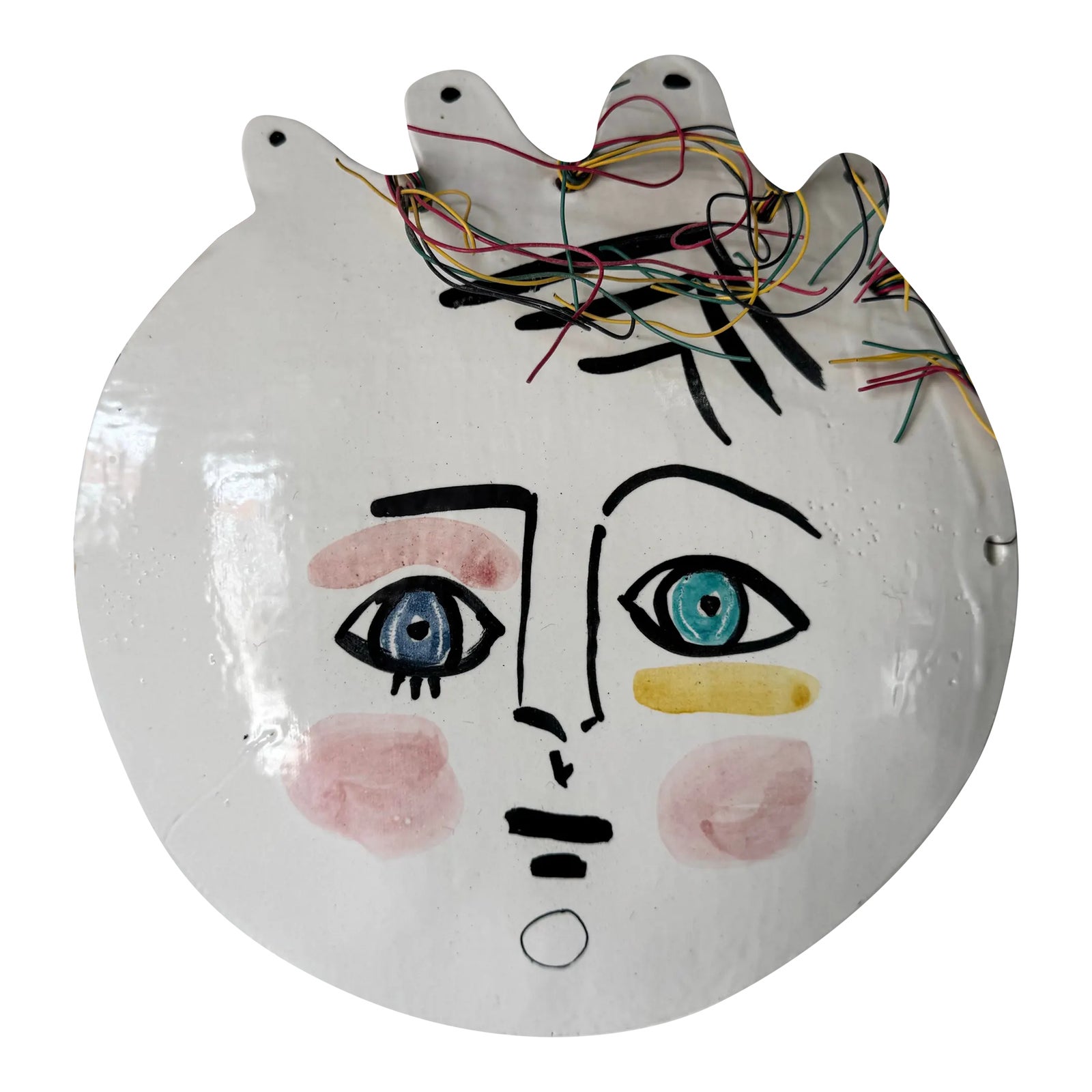 1980’s Vintage Handmade and Painted Ceramic Face Wall Art by M. Peller ...