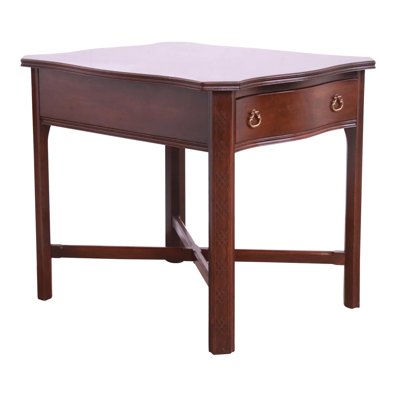 Late 20th Century Ethan Allen Georgian Carved Cherry Wood Tea Table or ...