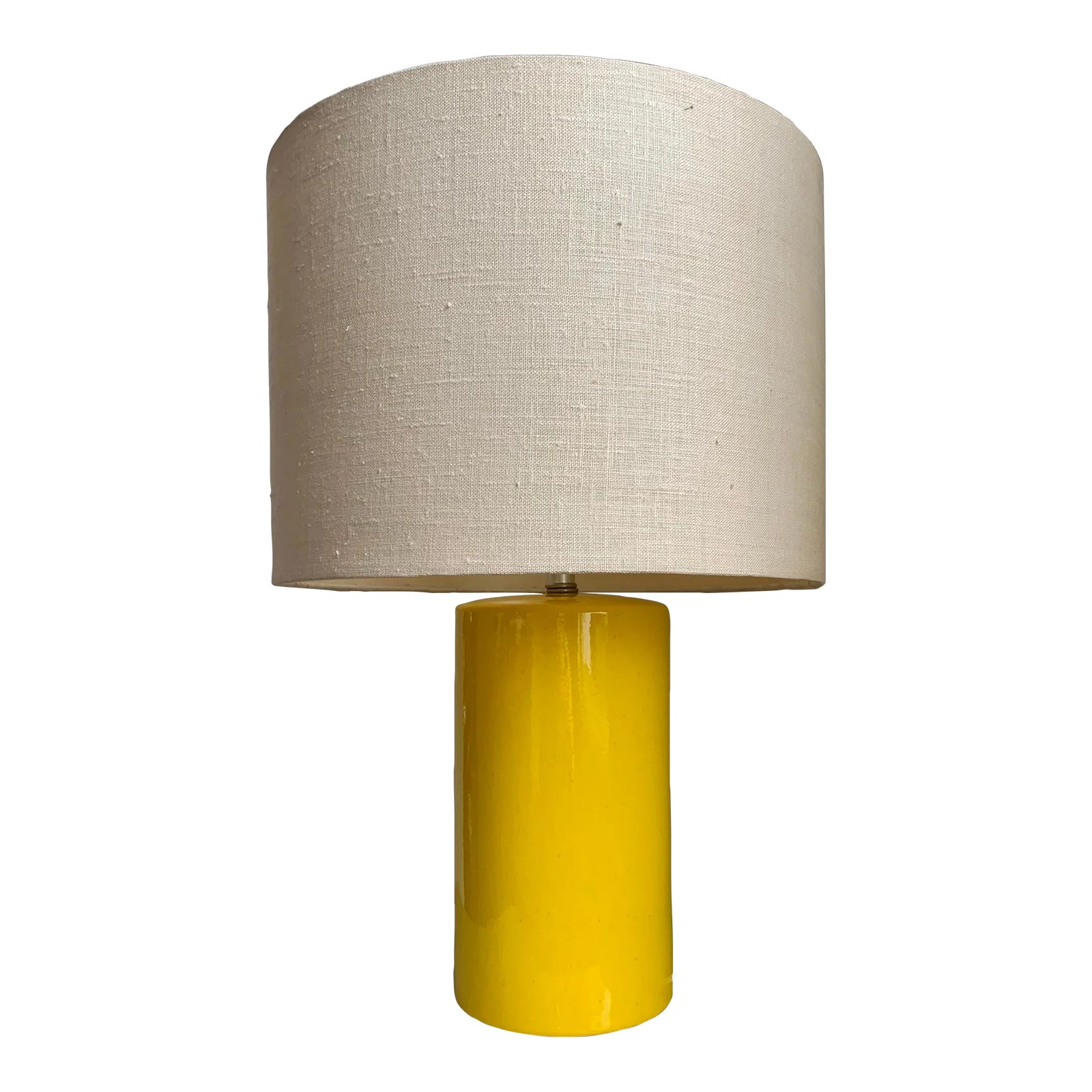 Mid-Century Modern Canary Yellow Ceramic Dual Setting Lamp | Chairish