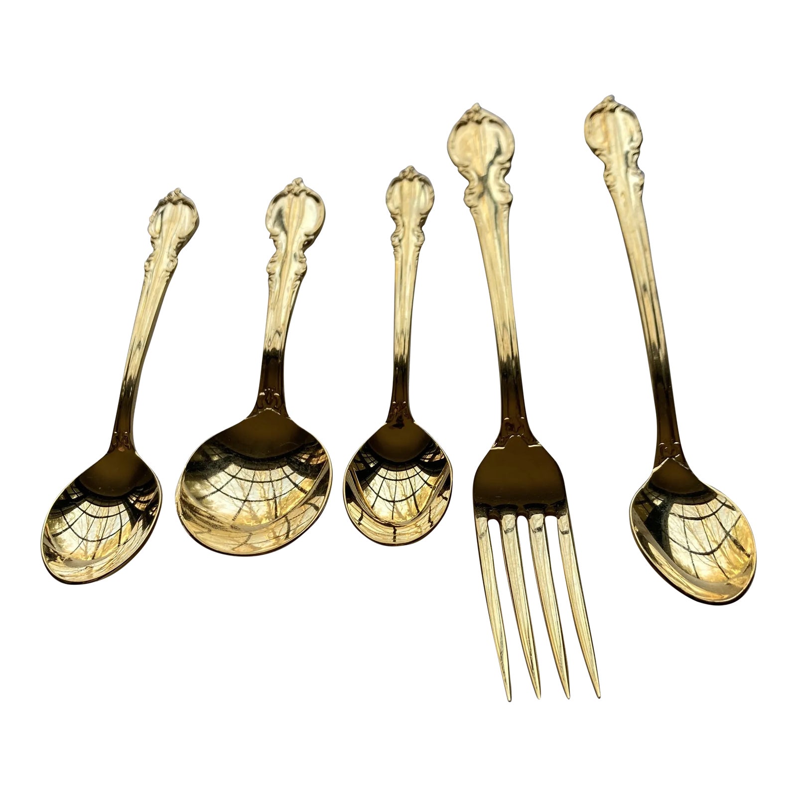 Vintage Rogers Bros Gold Plated Reflection Mixed Size Flatware 5 Pieces ...