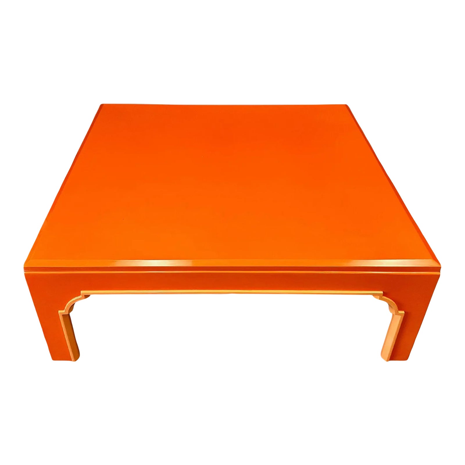 1970s Lacquered Orange Hollywood Regency Coffee Table | Chairish