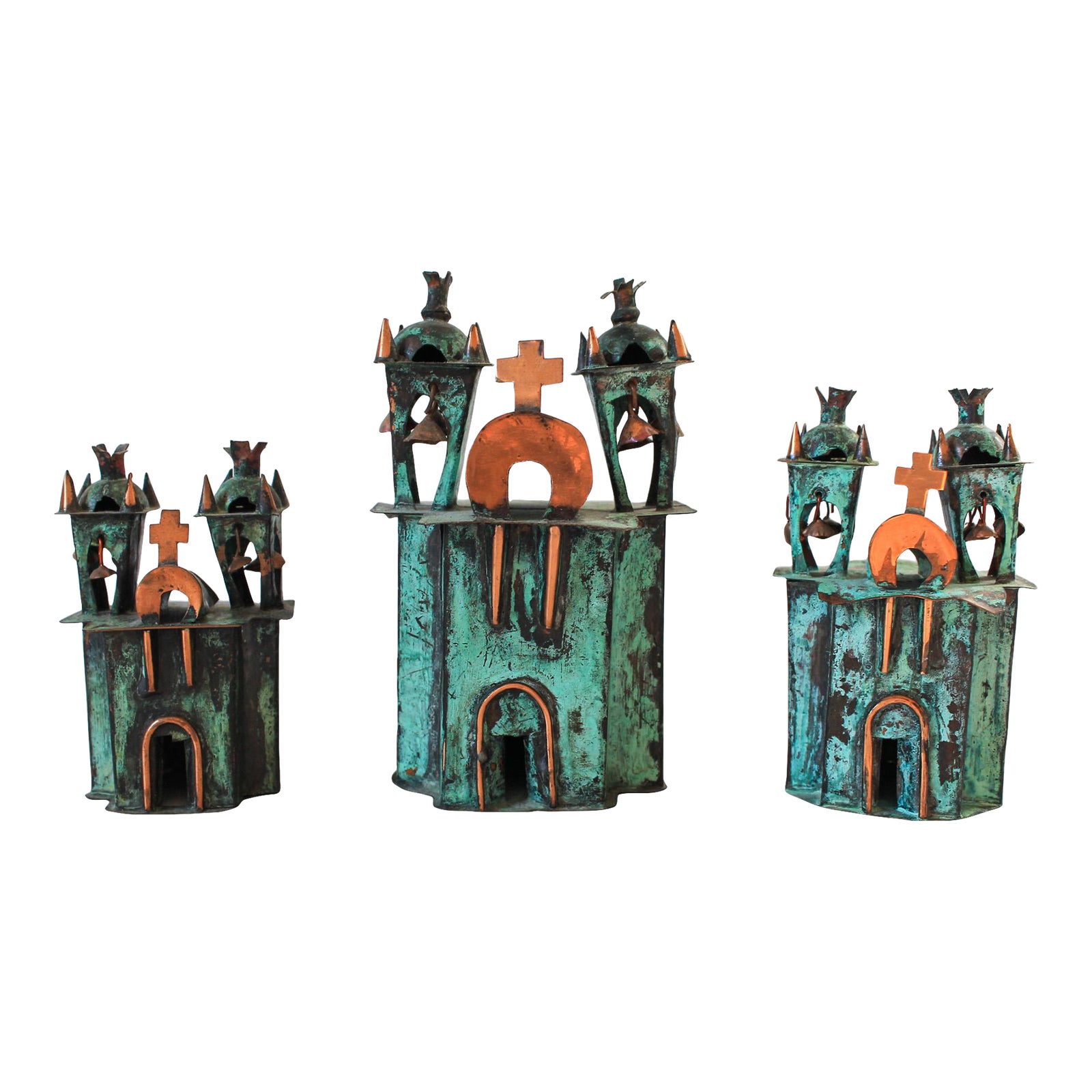 Vintage Brass & Copper Ayacucho Church Sculptures Handmade in Peru ...