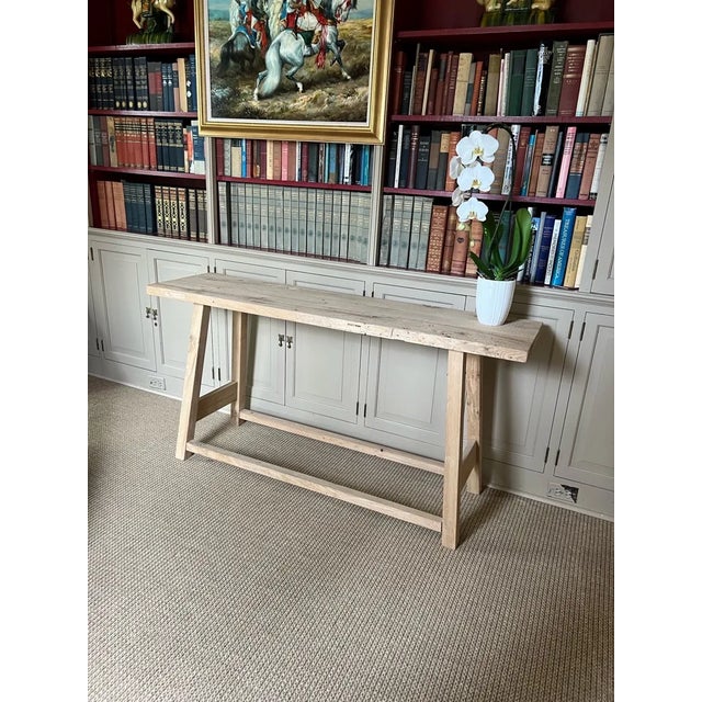 Modern Solid White Oak Console Table by Fortunata Design | Chairish