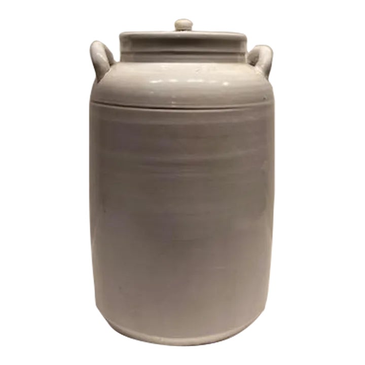 English White Jar With Lid #333 | Chairish