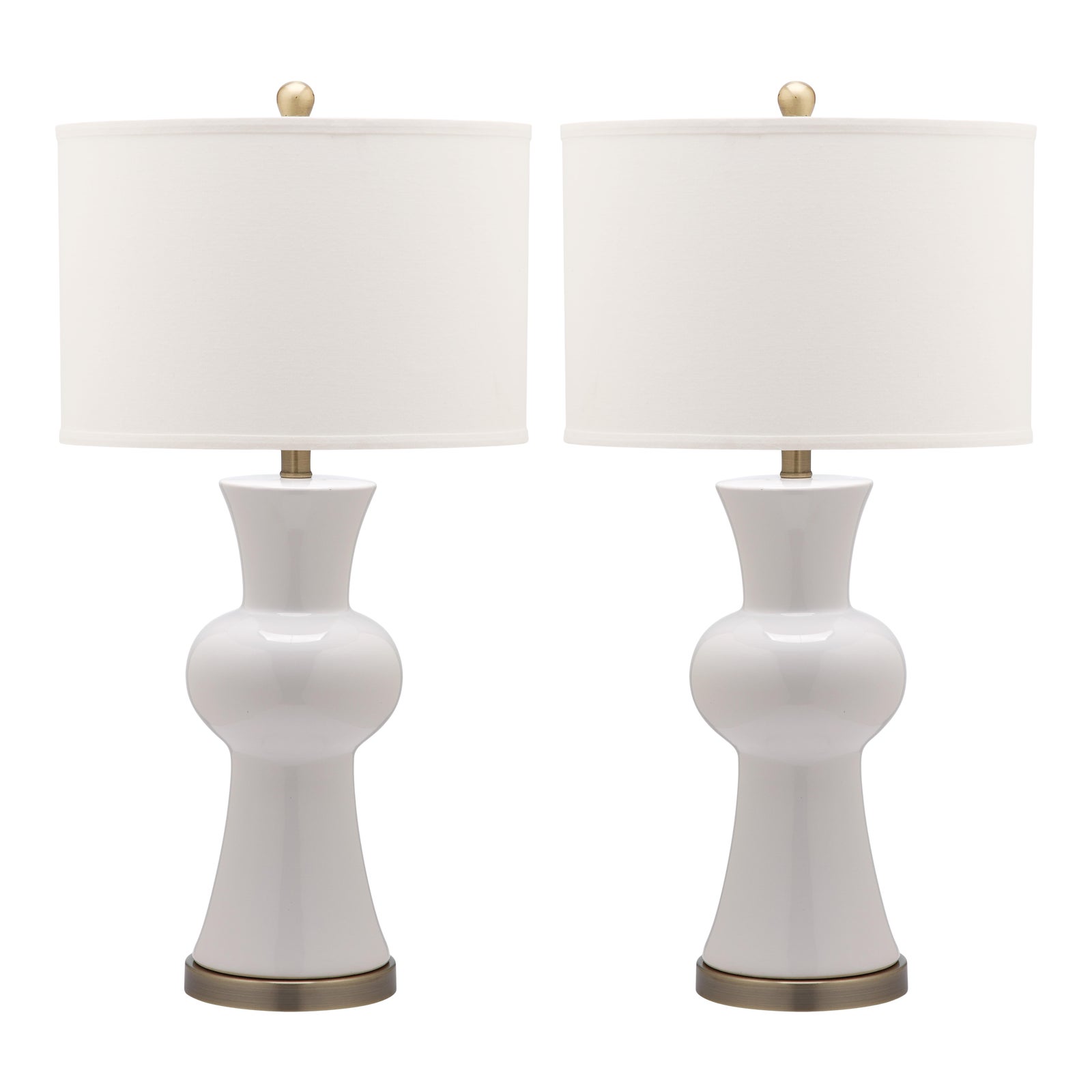 30 Inch H Column Table Lamp in White - a Pair | Chairish