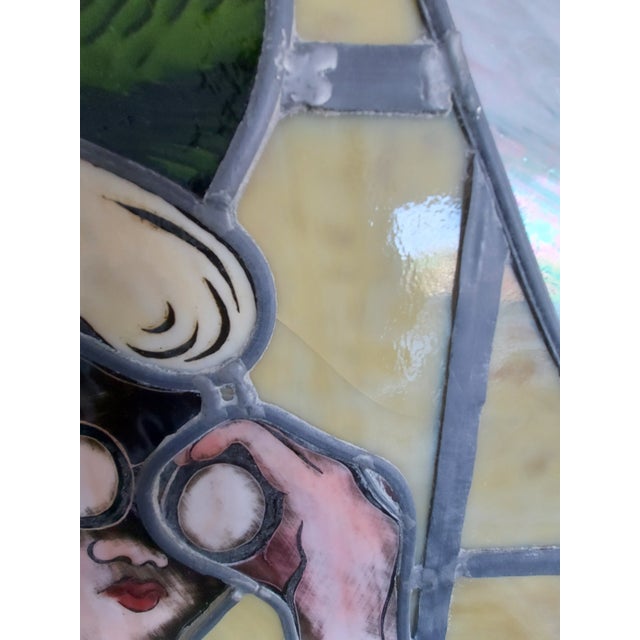 Signed and Dated 1987 Boston Tall Stained Glass Window Depicting Moulin ...