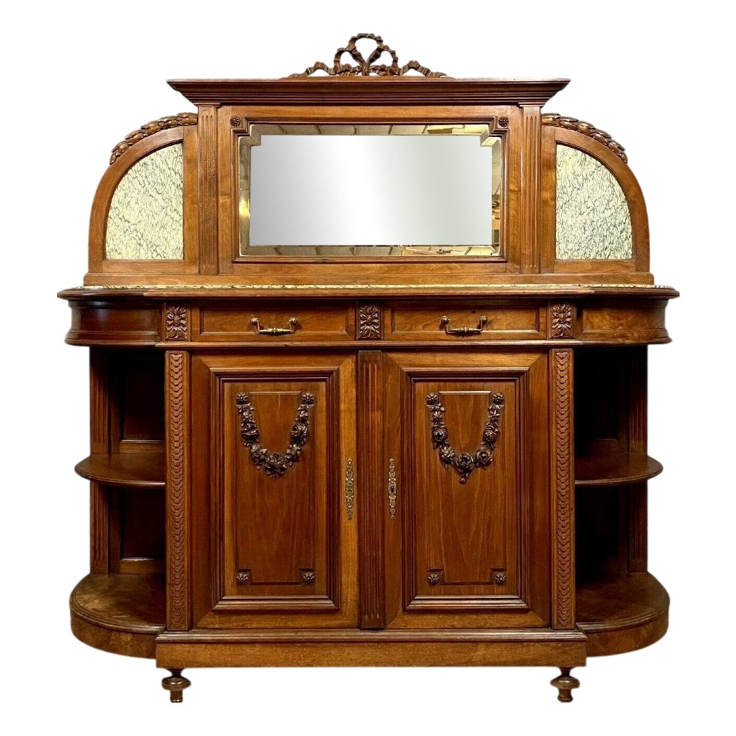 Louis XVI Style Half-Moon Shaped Buffet in Walnut | Chairish