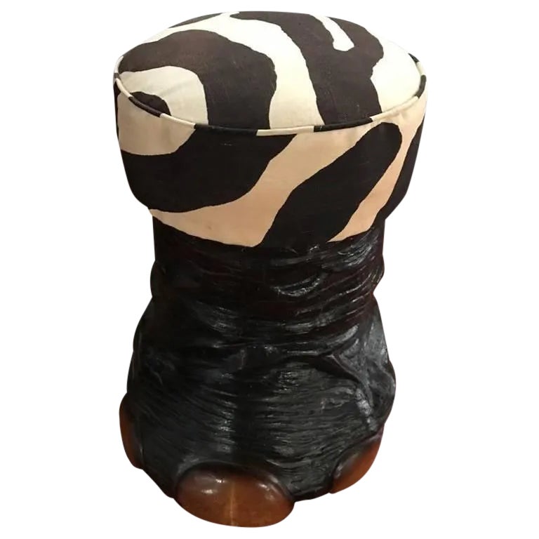 Mid-Century Red Mile Style Faux Elephant Foot Stool or Bench | Chairish