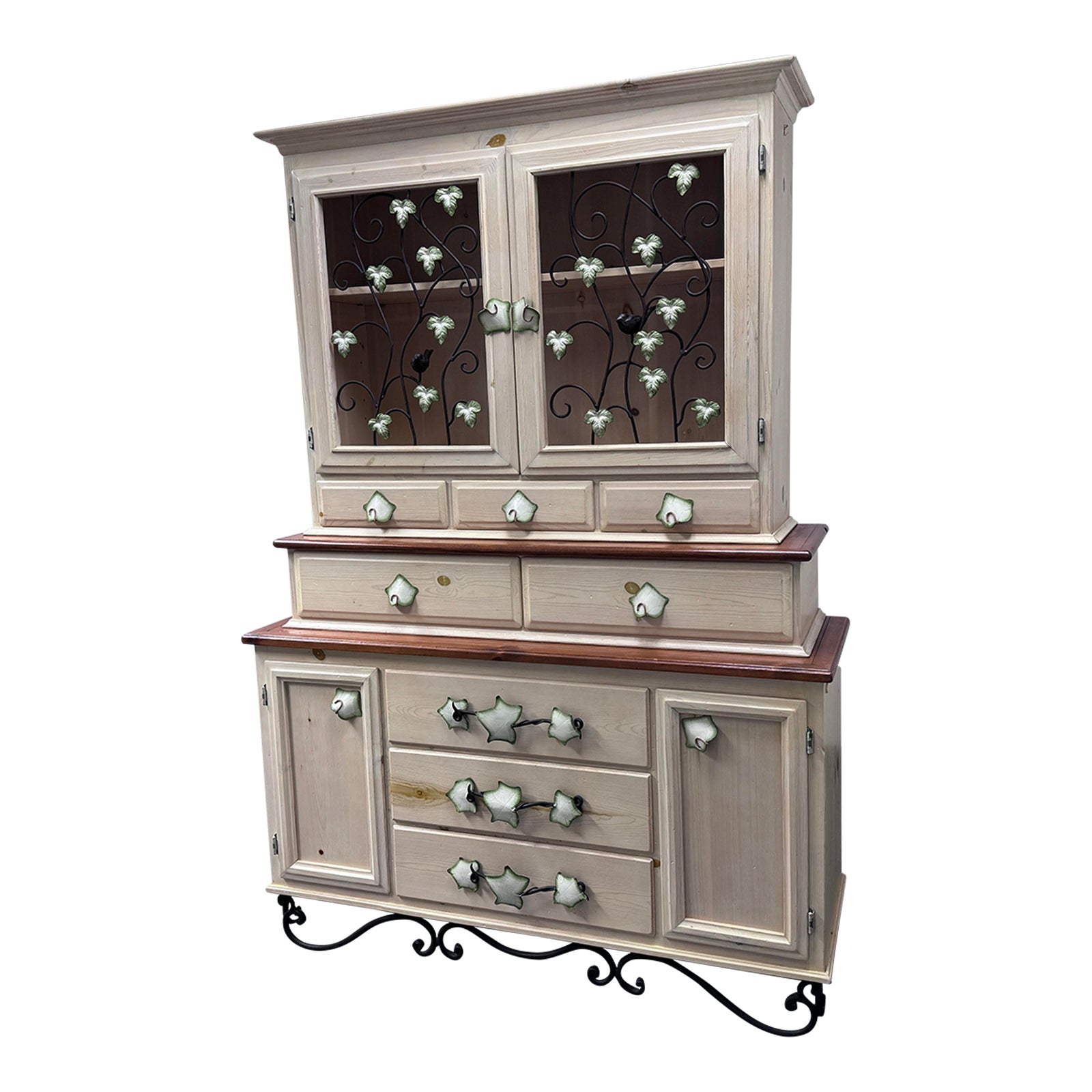 Custom Design Shabby Chic Kitchen Two Piece Hutch | Chairish